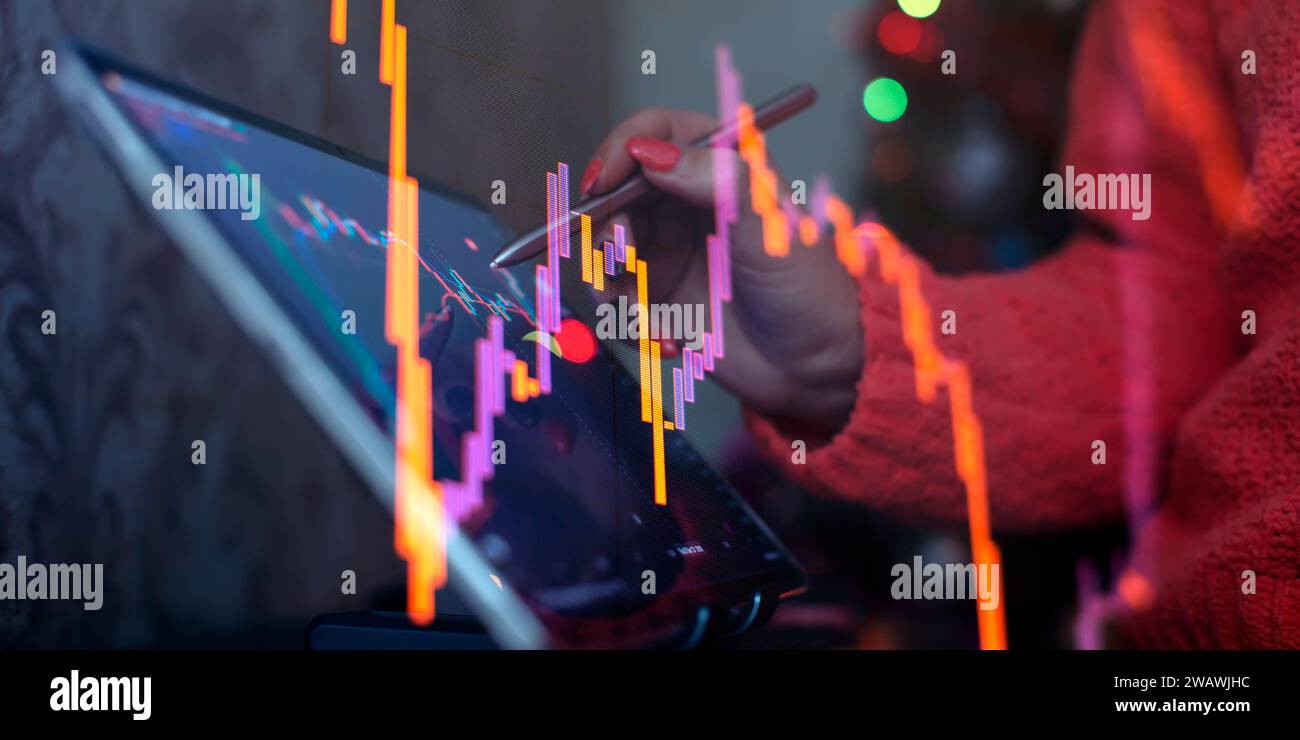 Background of economic trends for business ideas and trading on stock ...