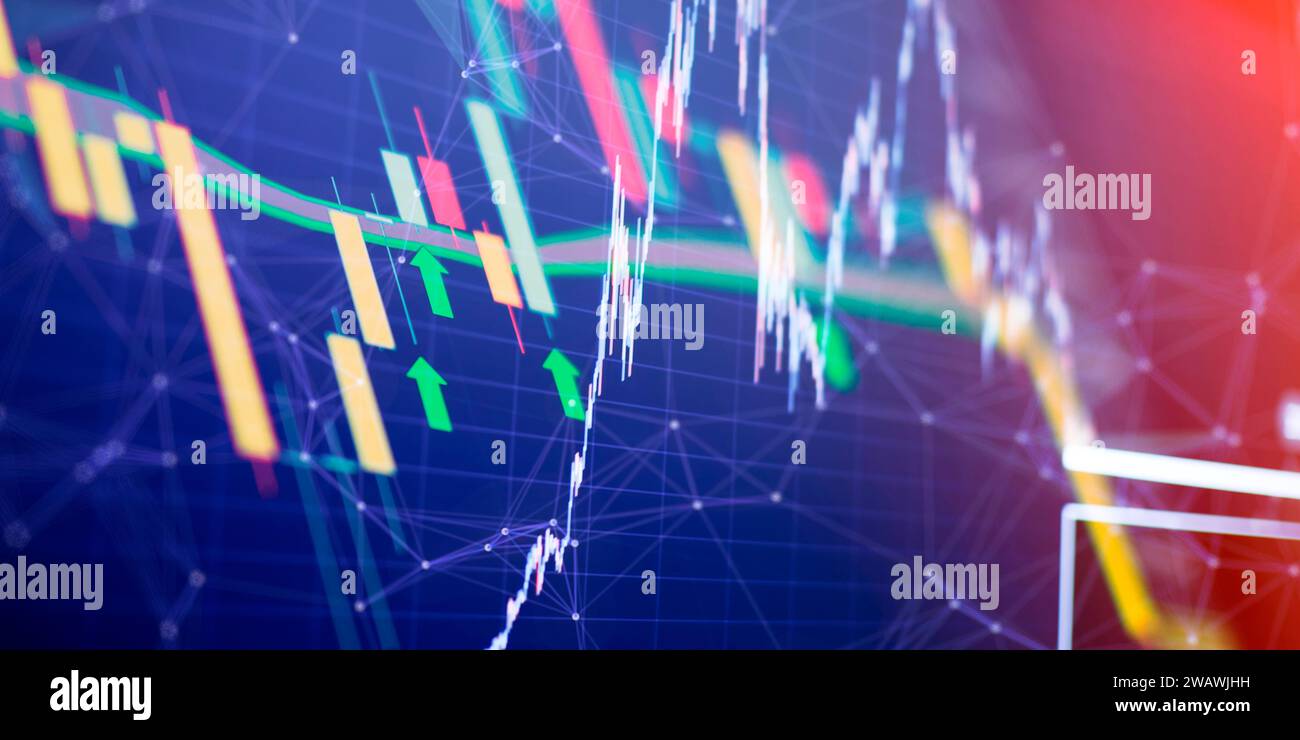 Background of economic trends for business ideas and trading on stock ...