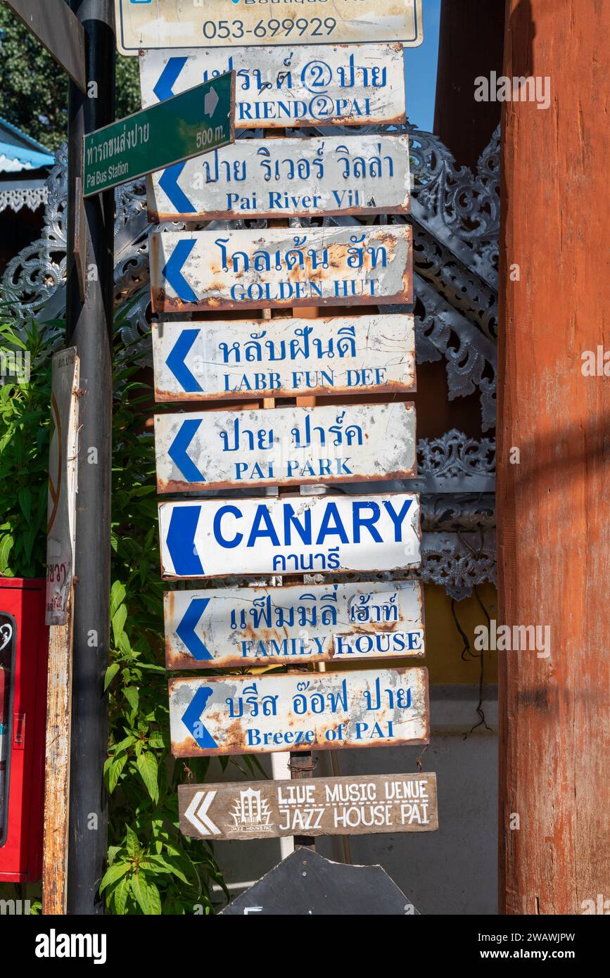 Signage, Thailand, signs, banners, street life Stock Photo - Alamy