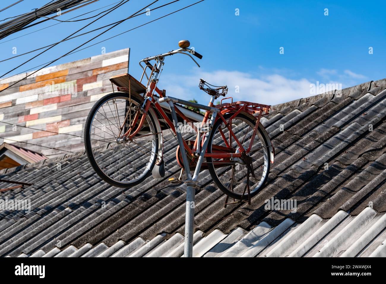 Bicycle on roof Stock Photo - Alamy