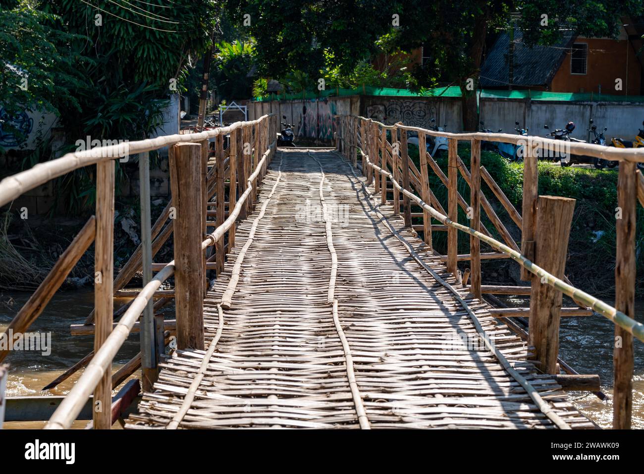 Bamboo Bridge in Thailand Stock Photo - Alamy