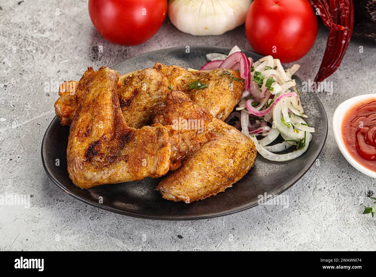 Grilled chicken wings barbecue with sauce Stock Photo - Alamy