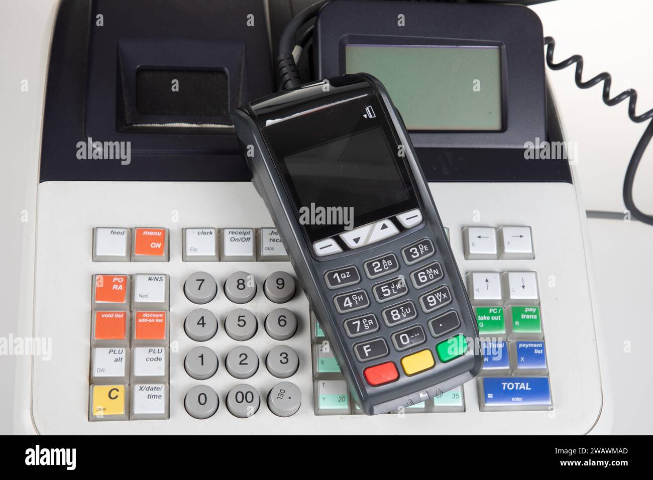 bank credit card reader for payment by chip and magnetic on cash ...