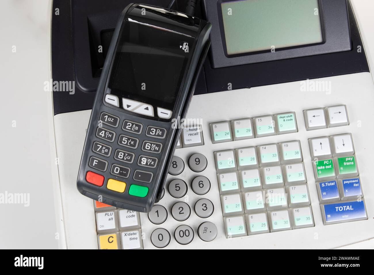 cash register and bank card payment terminal for payment by chip and ...