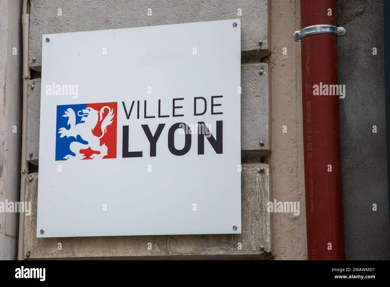 Coat of arms of the city of ville de Lyon in France on city hall ...