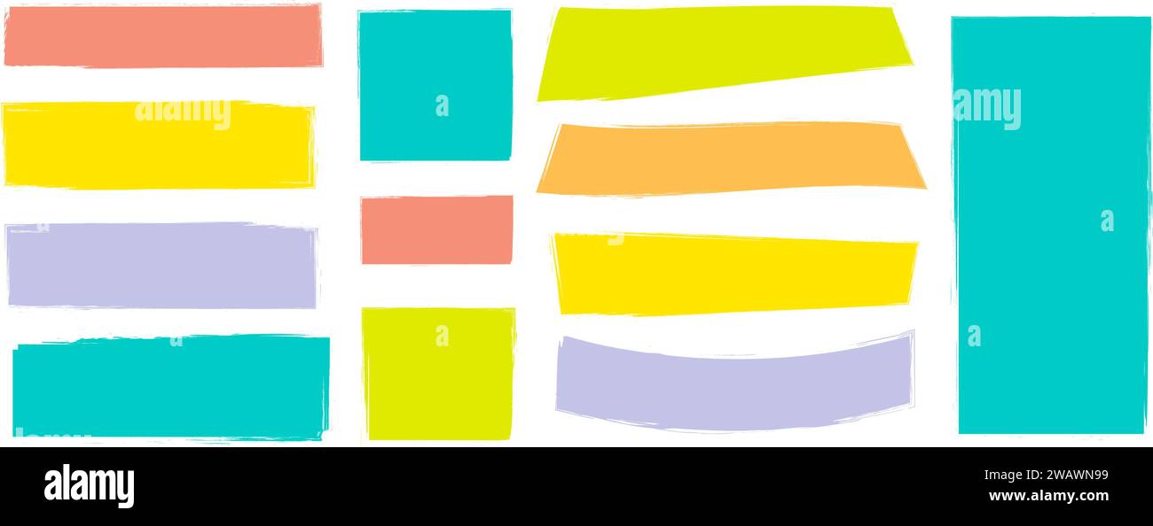 Paper rectangle with rough edge. Torn shapes with jagged border. Grunge ...