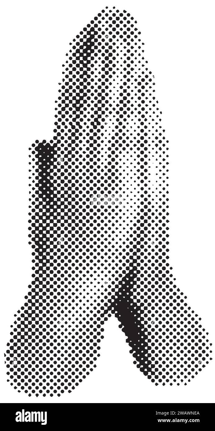 Various gestures of female fingers. Halftone effect, magazine collage ...