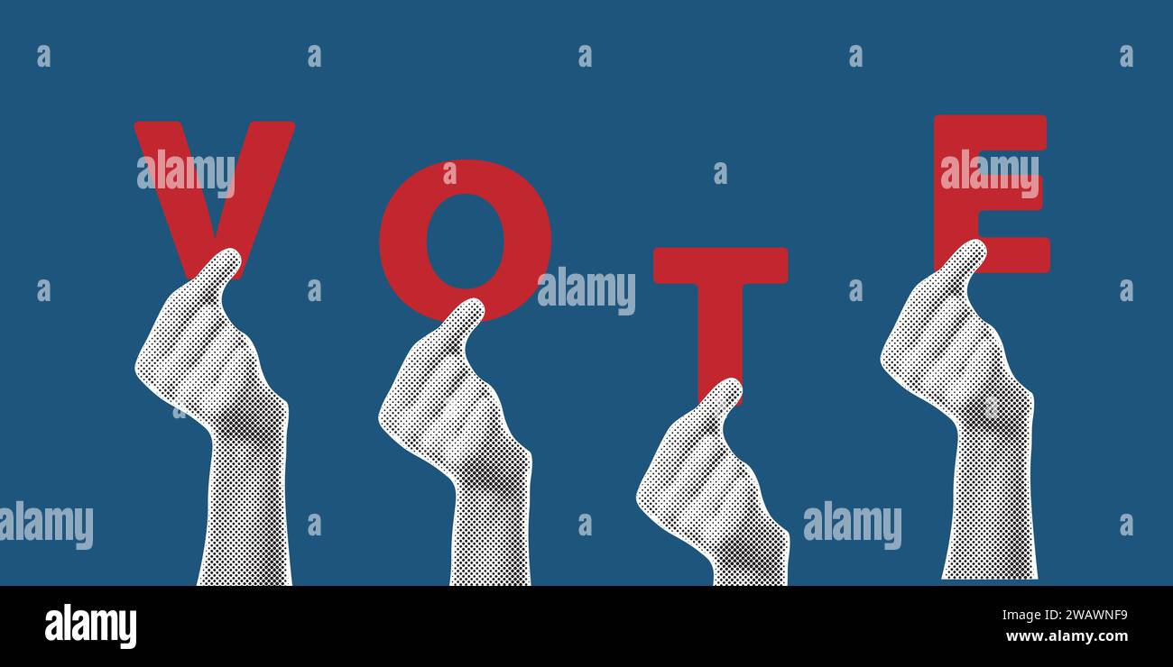 Word hands people holding letters vote Stock Vector Images - Alamy