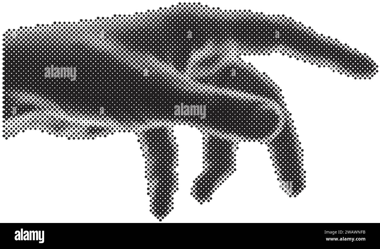 Various gestures of female fingers. Halftone effect, magazine collage ...