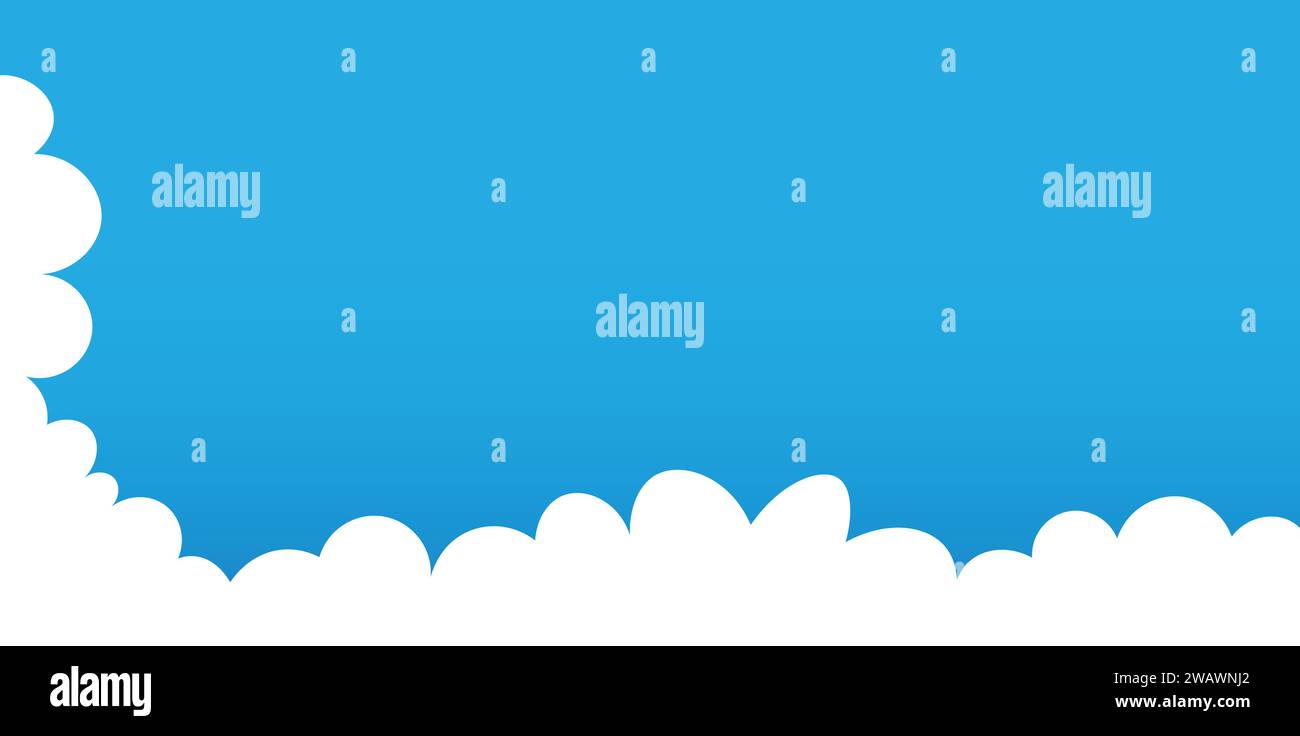 Clouds wide border on blue background. Panorama for banner, template ...