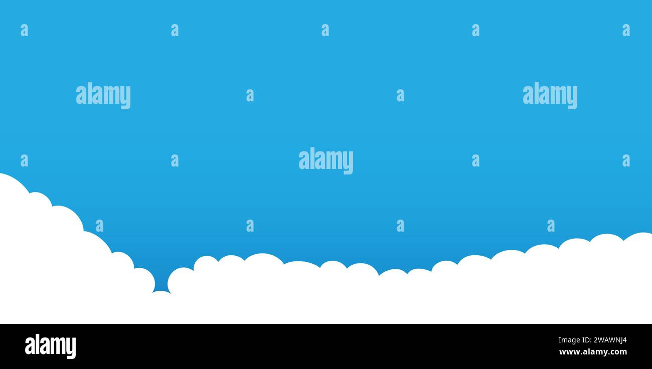 Clouds wide border on blue background. Panorama for banner, template ...