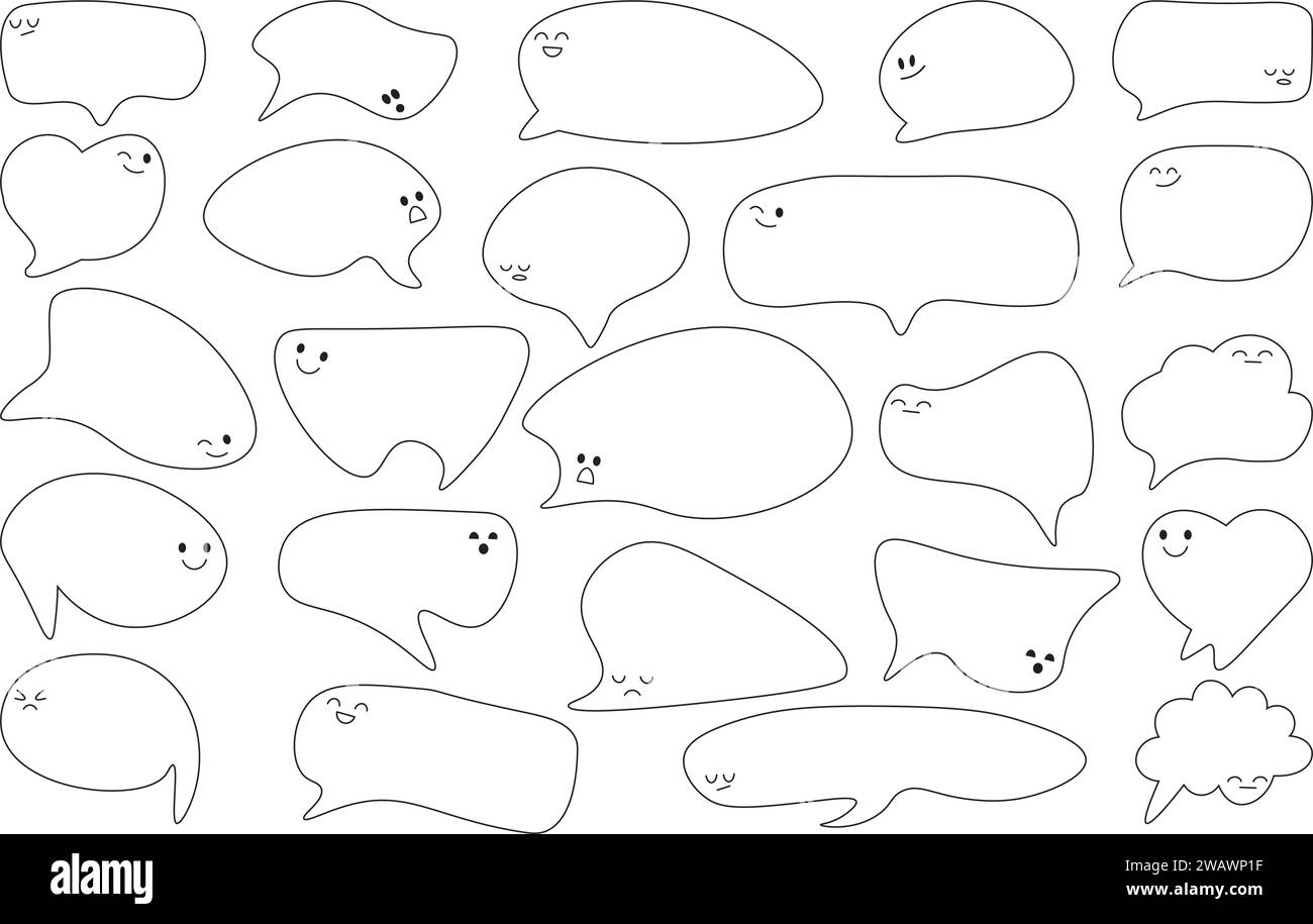 Set of speak bubble text with emotional. Chatting box, message box ...