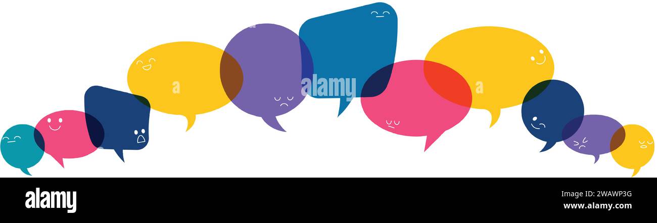 Set of speech bubble text with emotional. Chatting box, message box ...