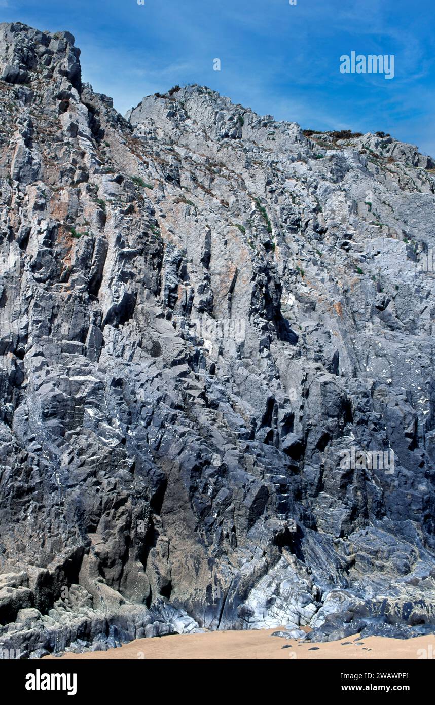 Oxwich Beach Gower Wales rock formation of Carboniferous Period ...