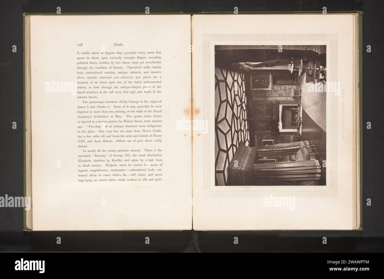 Interior of a bedroom in Knole House, Stephen Thompson, c. 1866 - in or ...