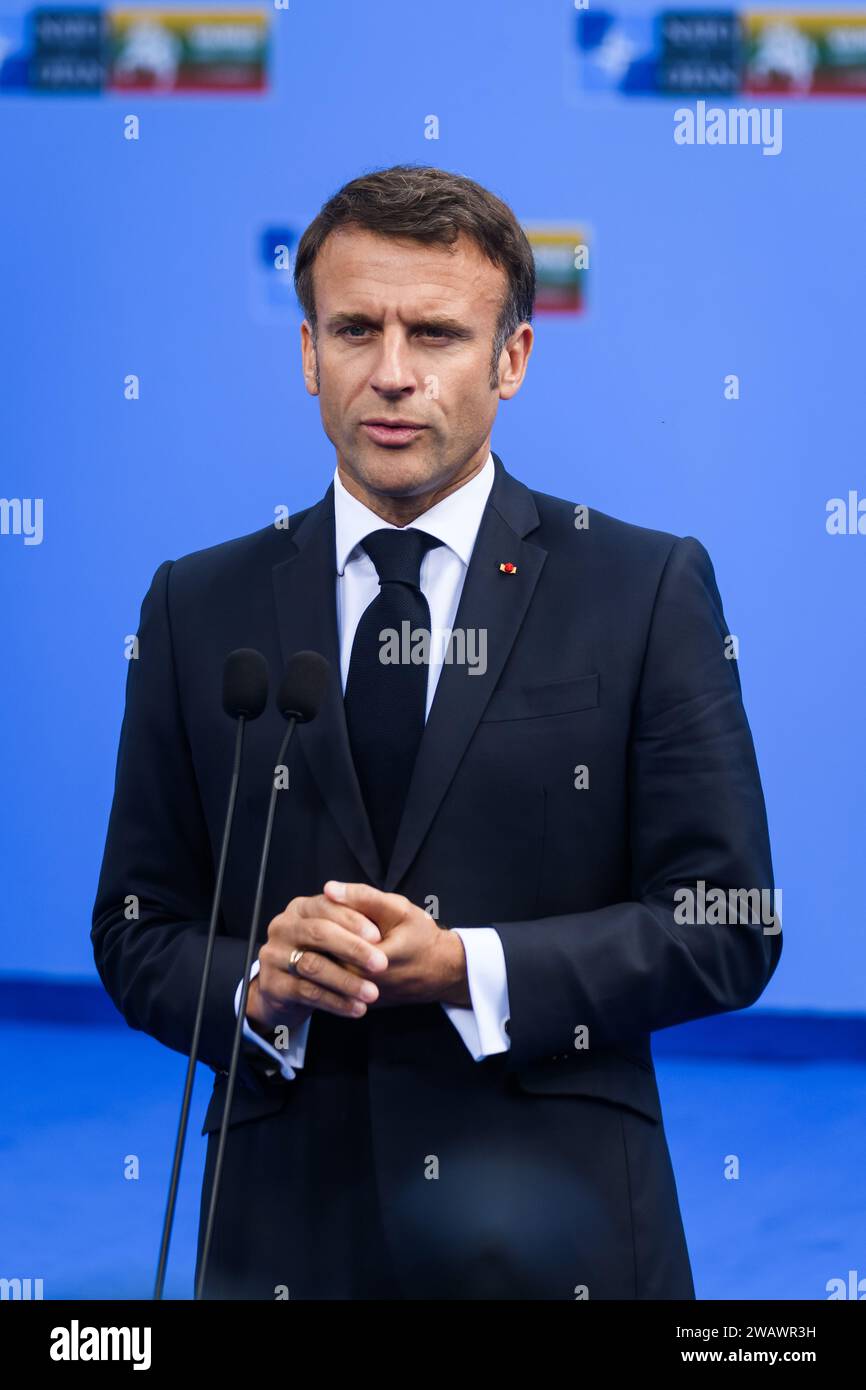 VILNIUS, LITHUANIA. 11th July 2023. Emmanuel Macron, President of ... VILNIUS, LITHUANIA. 11th July 2023. Emmanuel Macron, President of ...