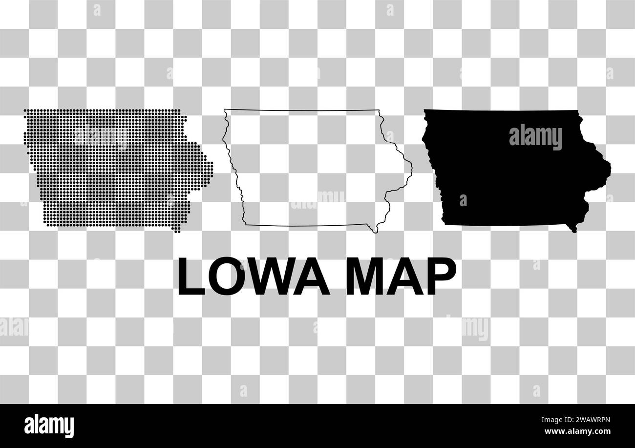 Set of Iowa map, united states of america. Flat concept icon vector ...