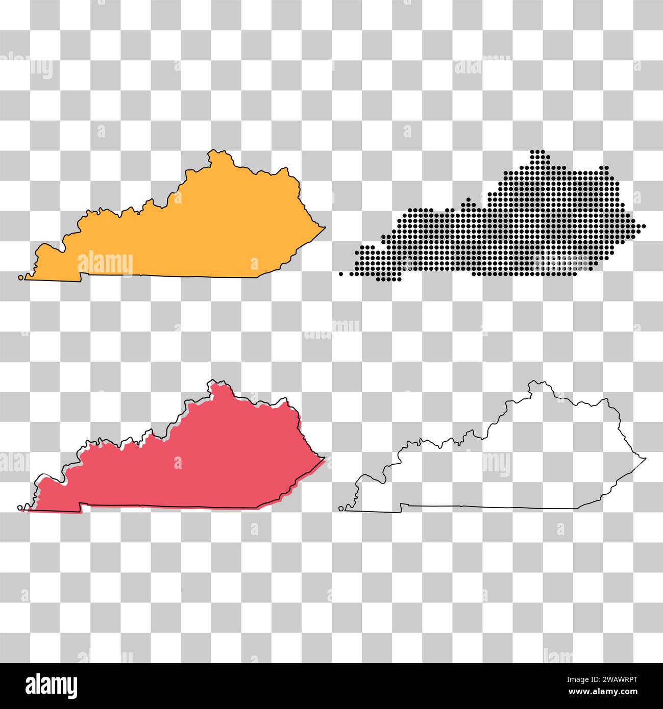 Set of Kentucky map, united states of america. Flat concept icon vector ...