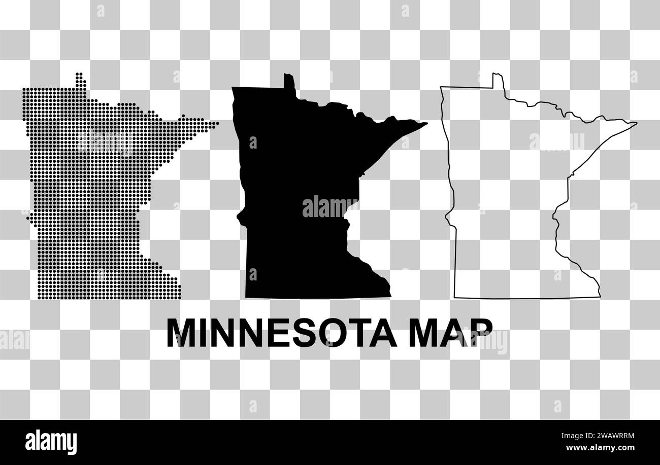 Set of Minnesota map, united states of america. Flat concept symbol ...