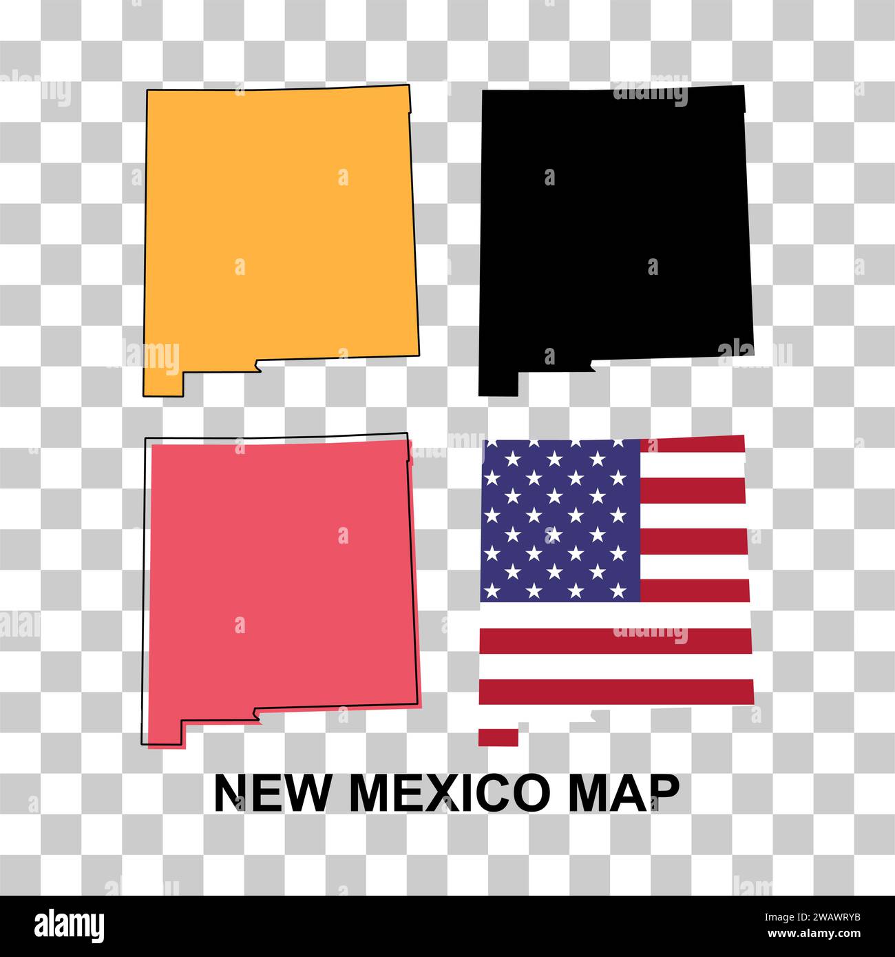 Set of New Mexico map, united states of america. Flat concept vector ...
