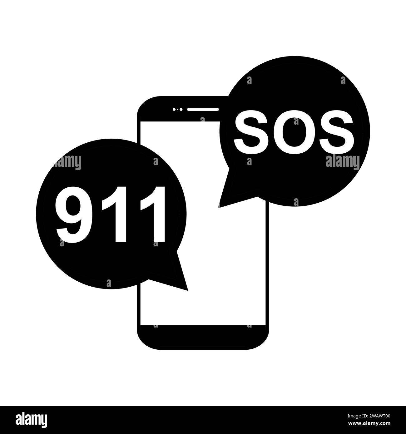 SOS help icon, safety support alert flat design, save vector ...