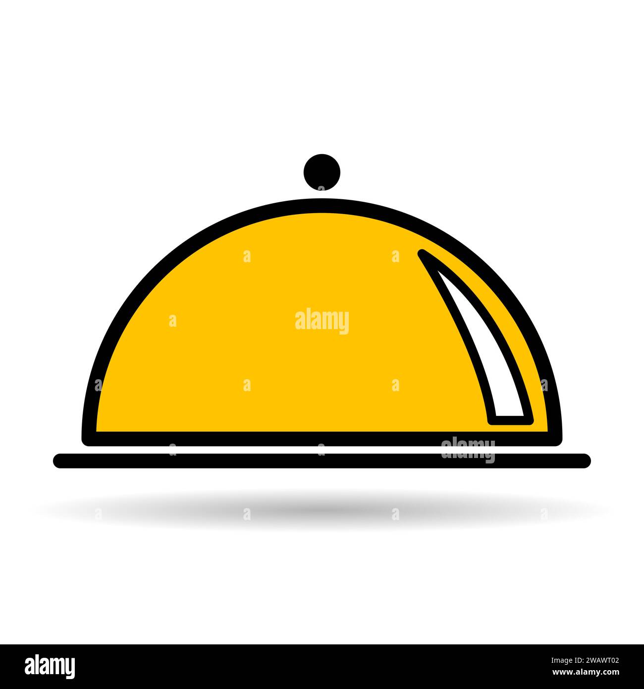 Waiter tray shadow icon, dish menu restaurant web symbol, lunch design ...