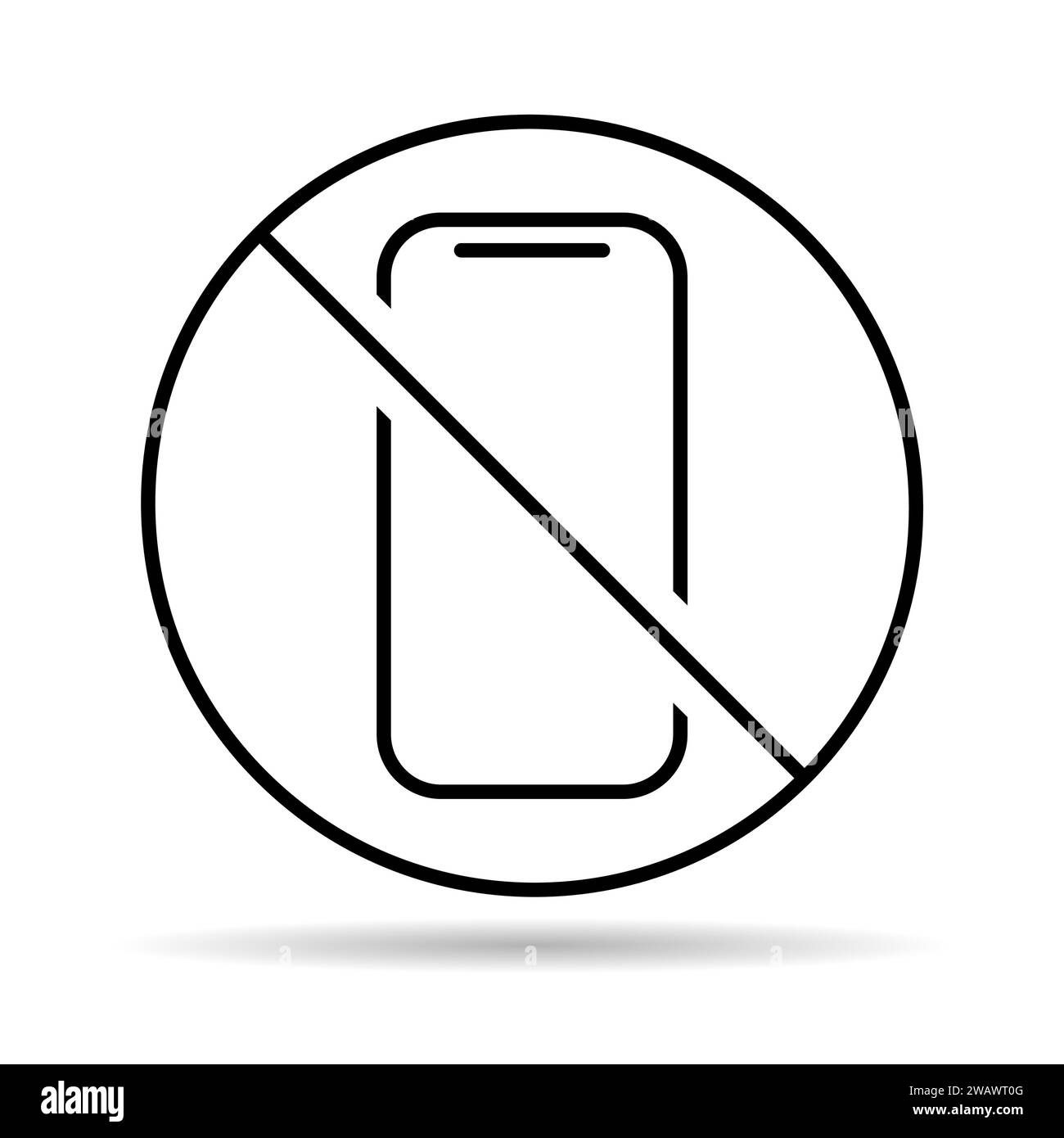 Mobile forbidden shadow icon, no use phone sign, ban smartphone label ...