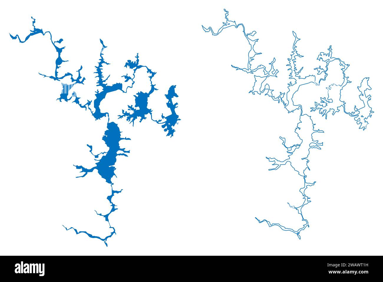 Vilyuy Lake (Russian Federation, Russia) map vector illustration, scribble sketch Reservoir ...