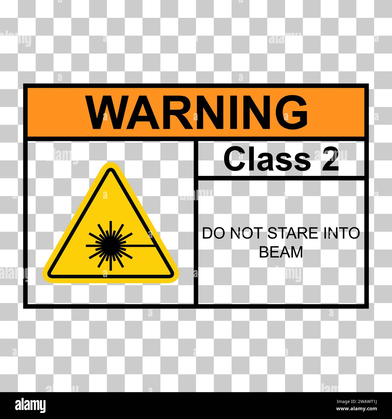 Laser radiation danger class 2 label icon, safety information symbol ...