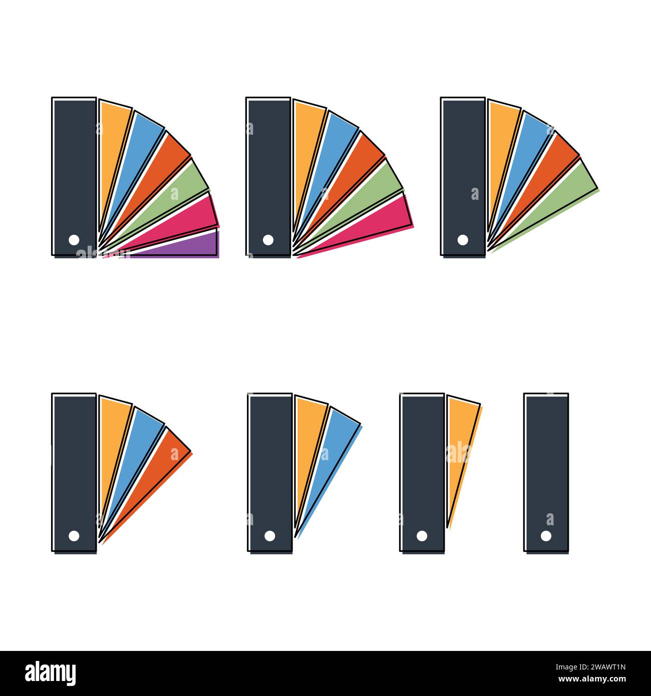 Set of Pantone color icon, colorful graphic catalog symbol, color ...