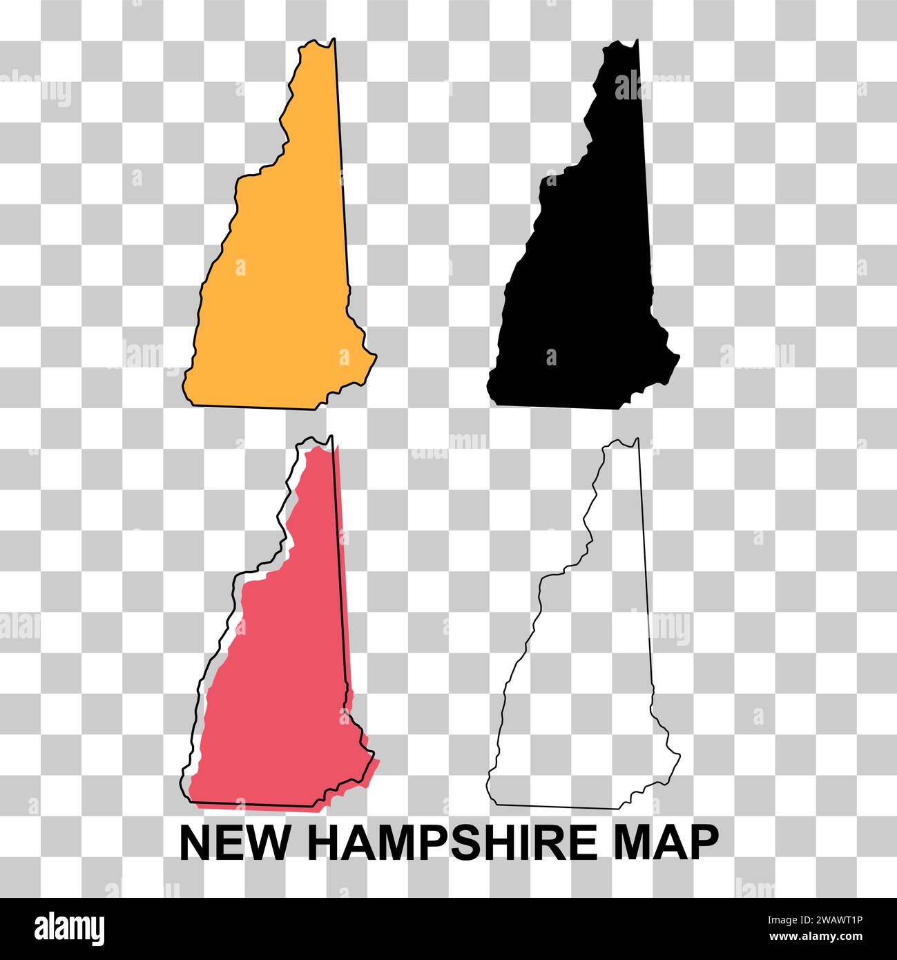 Set of New Hampshire map, united states of america. Flat concept vector ...