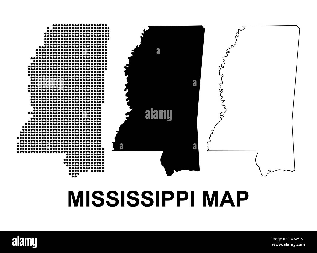 Set of Mississippi map, united states of america. Flat concept icon ...