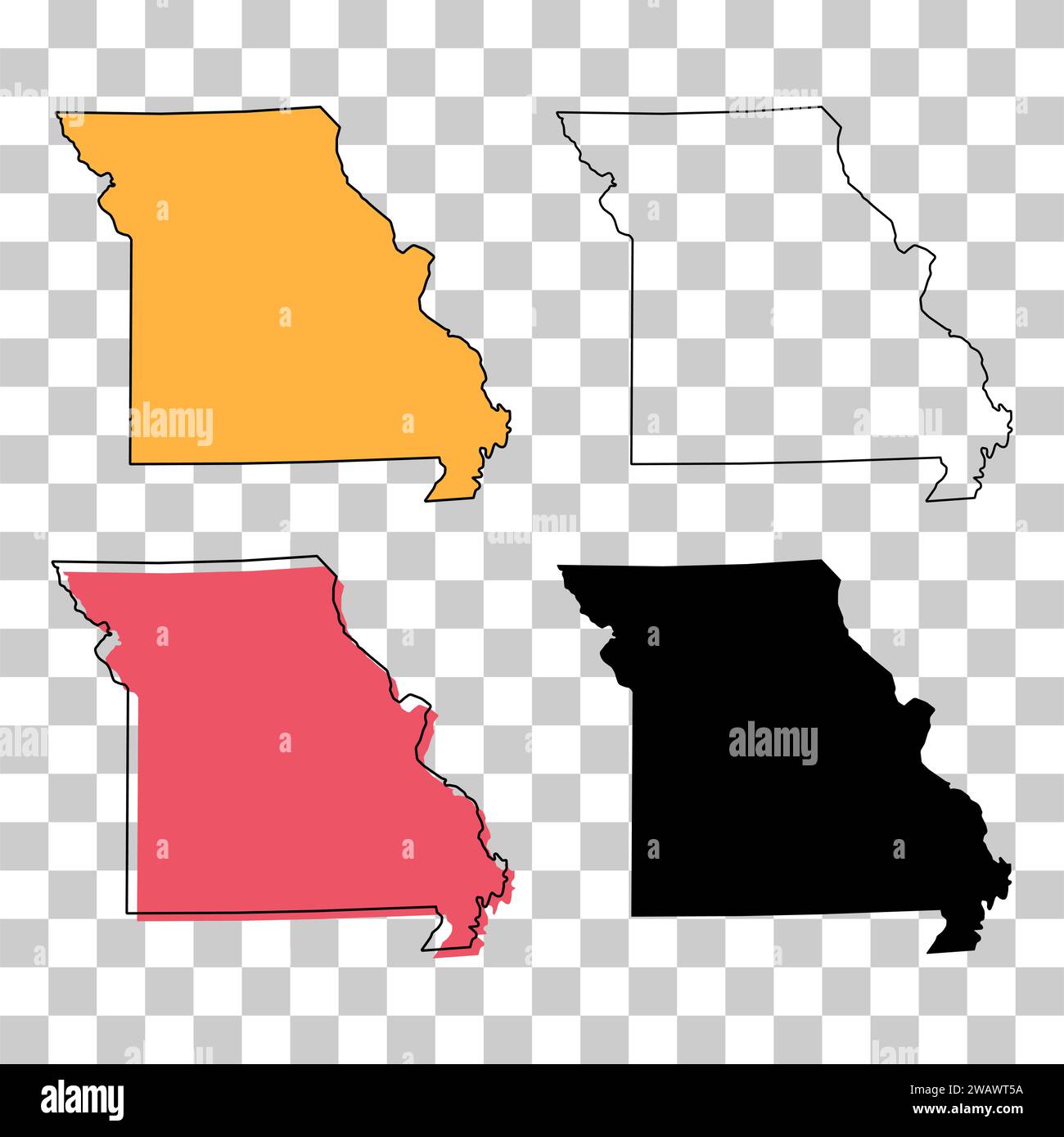 Set of Missouri map, united states of america. Flat concept icon vector ...