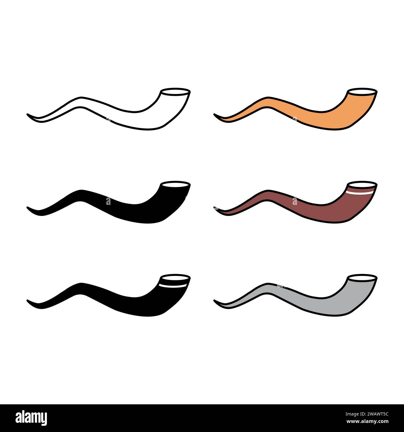 Set of Shofar horn icon, graphic religion design symbol, ritual web ...