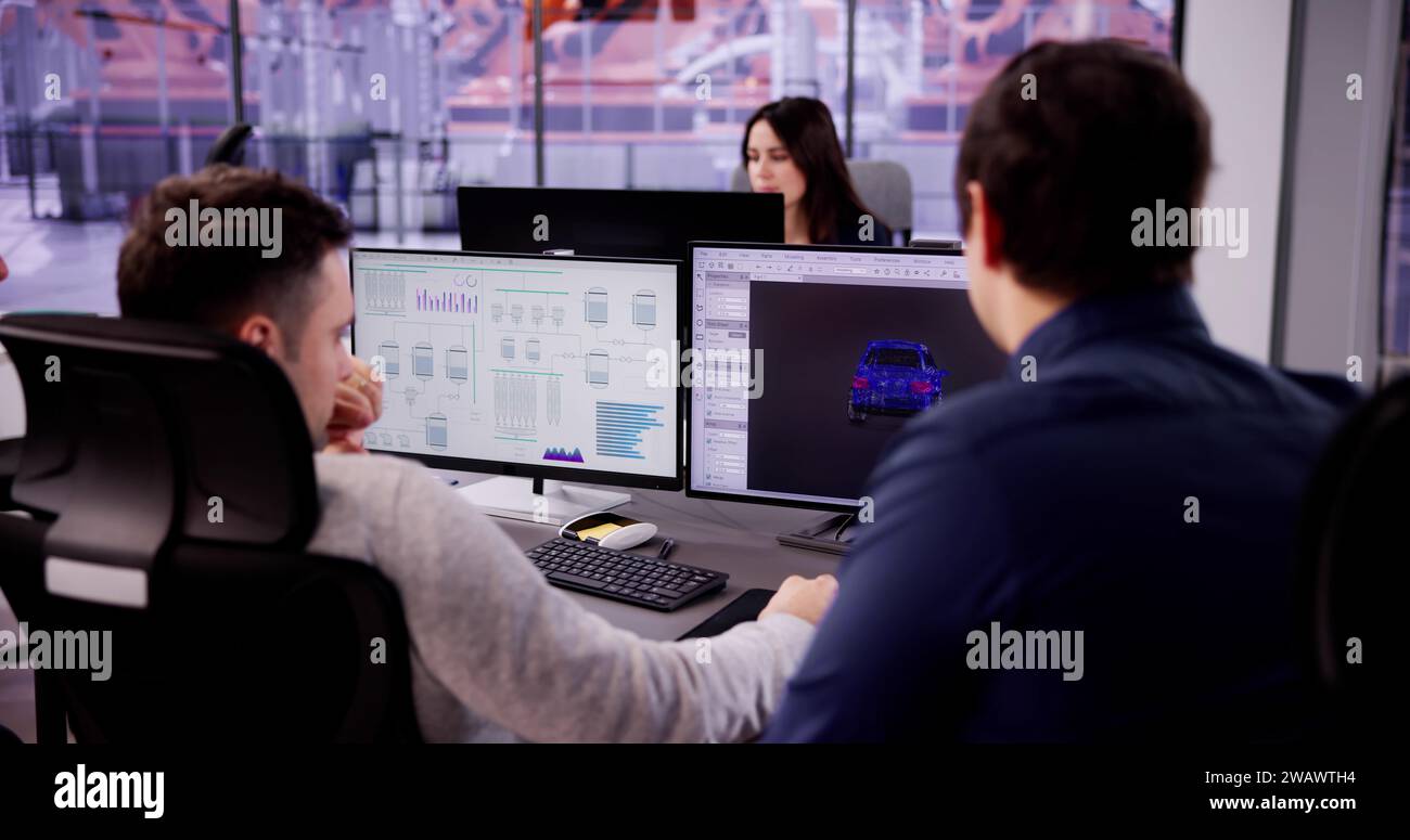 Industrial Engineers In Factory. Car Design Innovation Stock Photo - Alamy