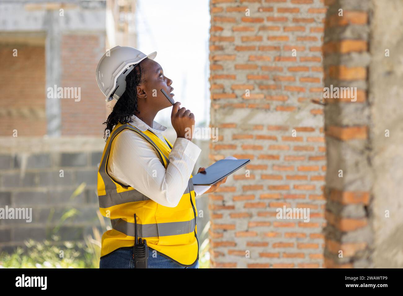 Engineer women black african professional worker working inspection ...
