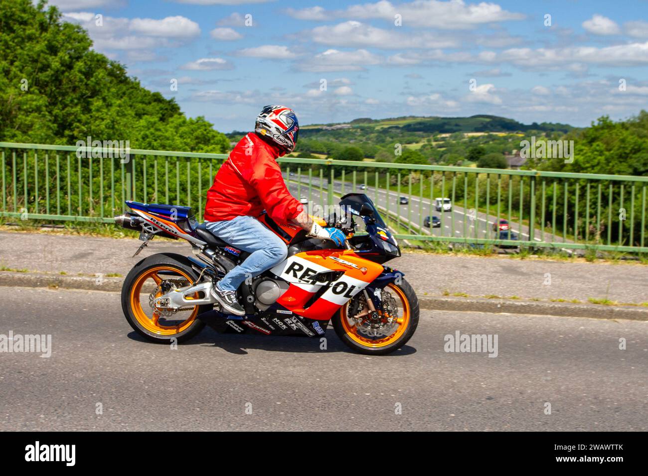 Honda CBR 1000 Ra-G; Motorbike rider; two-wheeled transport ...