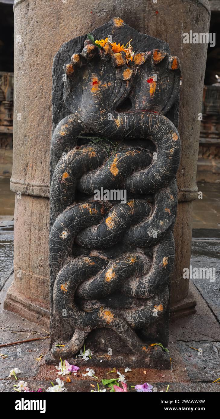 Carving of Naga-Nagini, Ancient Shree Tarakeshwara Swamy Temple, 12th ...