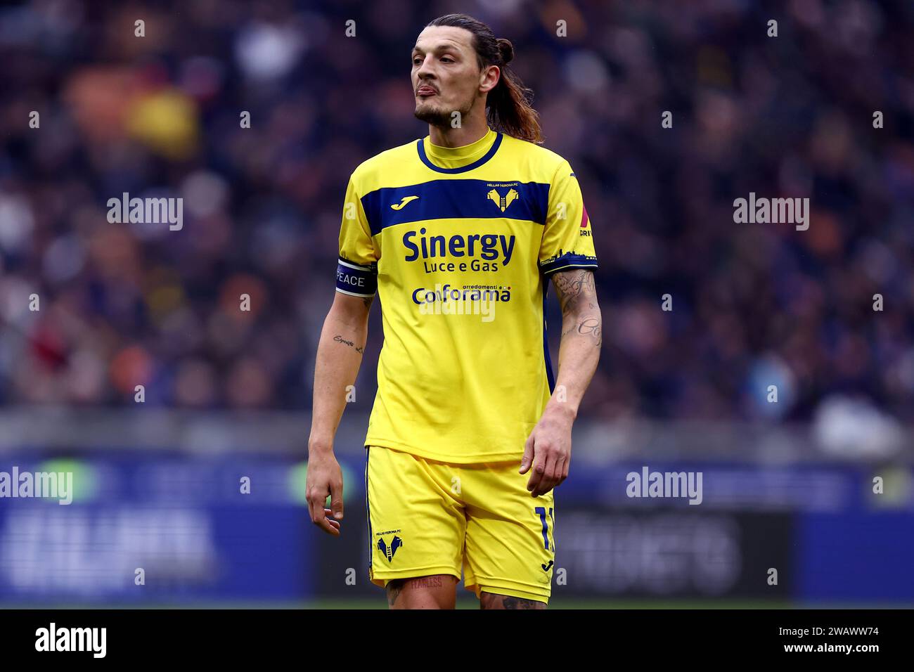 Milano, Italy. 06th Jan, 2024. Milan Duric of Hellas Verona Fc looks on ...