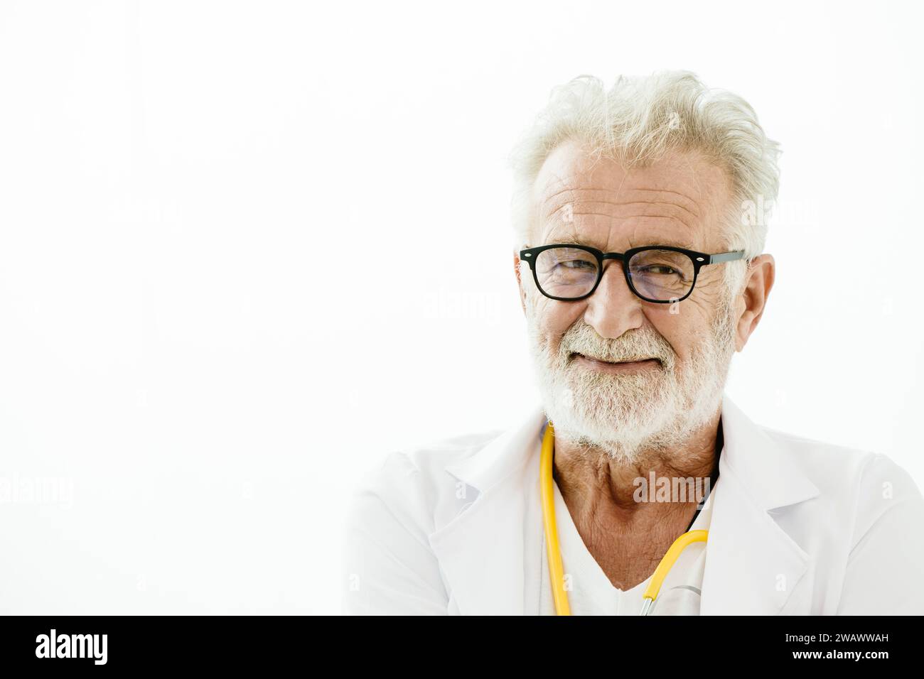 happy smiling senior scientist elderly doctor feel cute smile curious ...