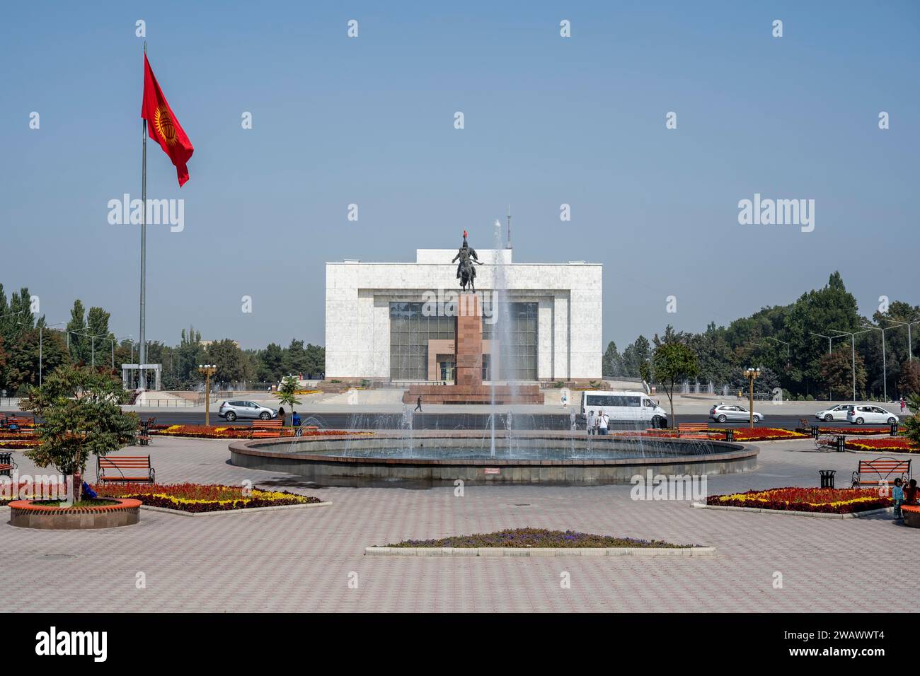 State History Museum, Manas Statue, Ala-Too Square, Bishkek, Kyrgyzstan ...