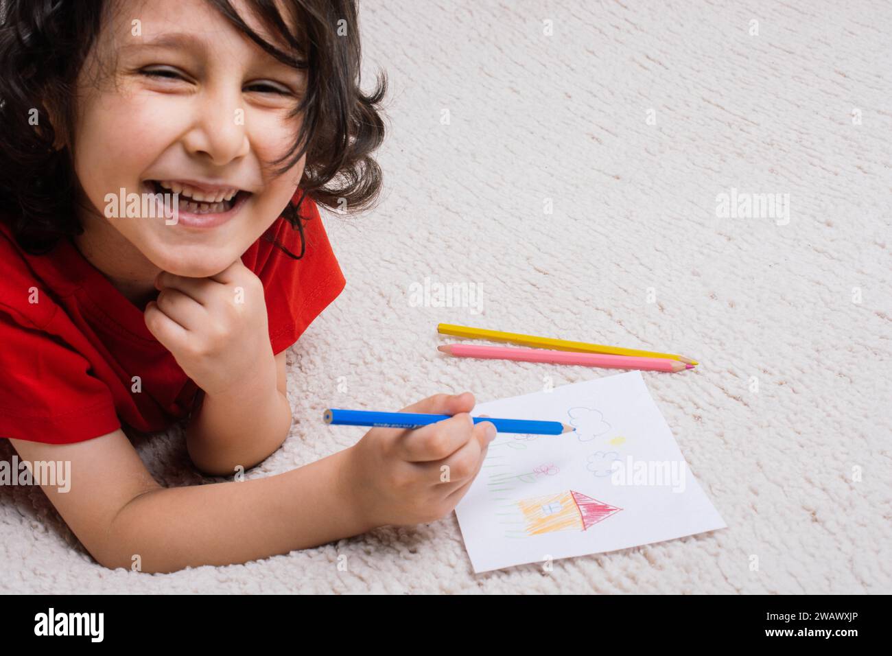 Creative kid painting as preschool education concept Stock Photo - Alamy