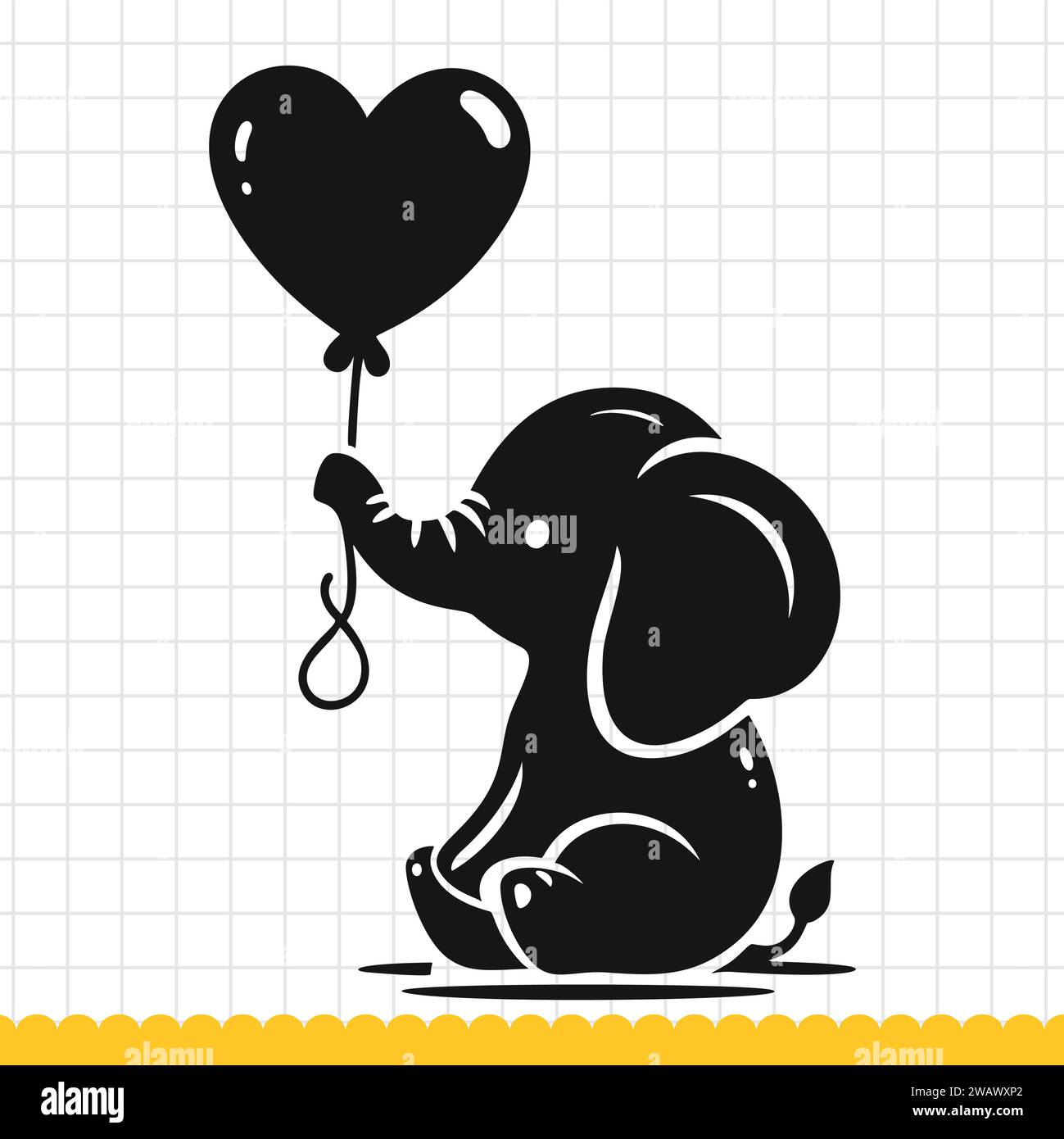 Cute elephant face in simple doodle style set. Vector illustration ...