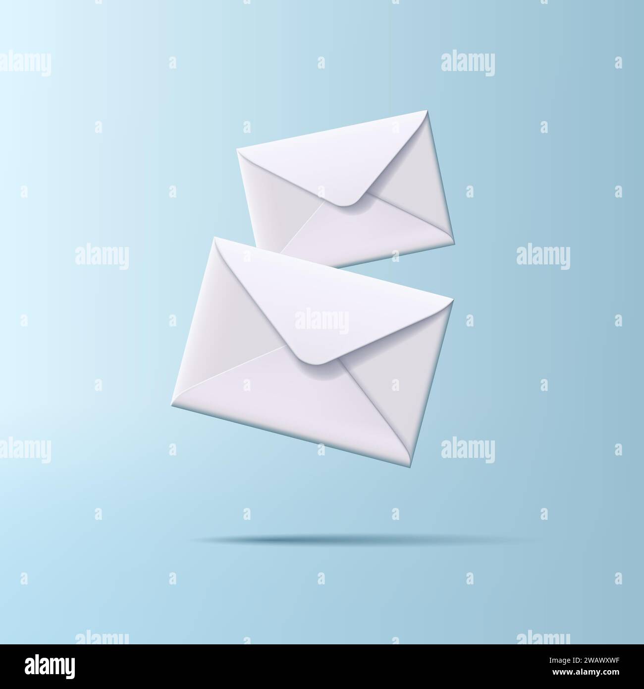 3D envelope icon, incoming mail notify, newsletter email, two closed ...