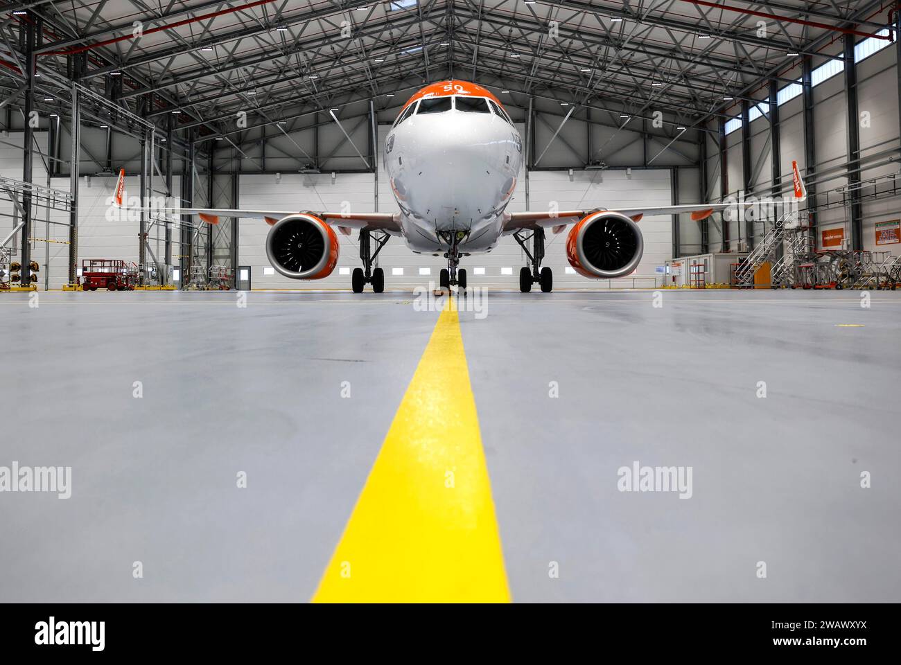 An easyJet Airbus A320 neo stands in the newly opened easyJet ...