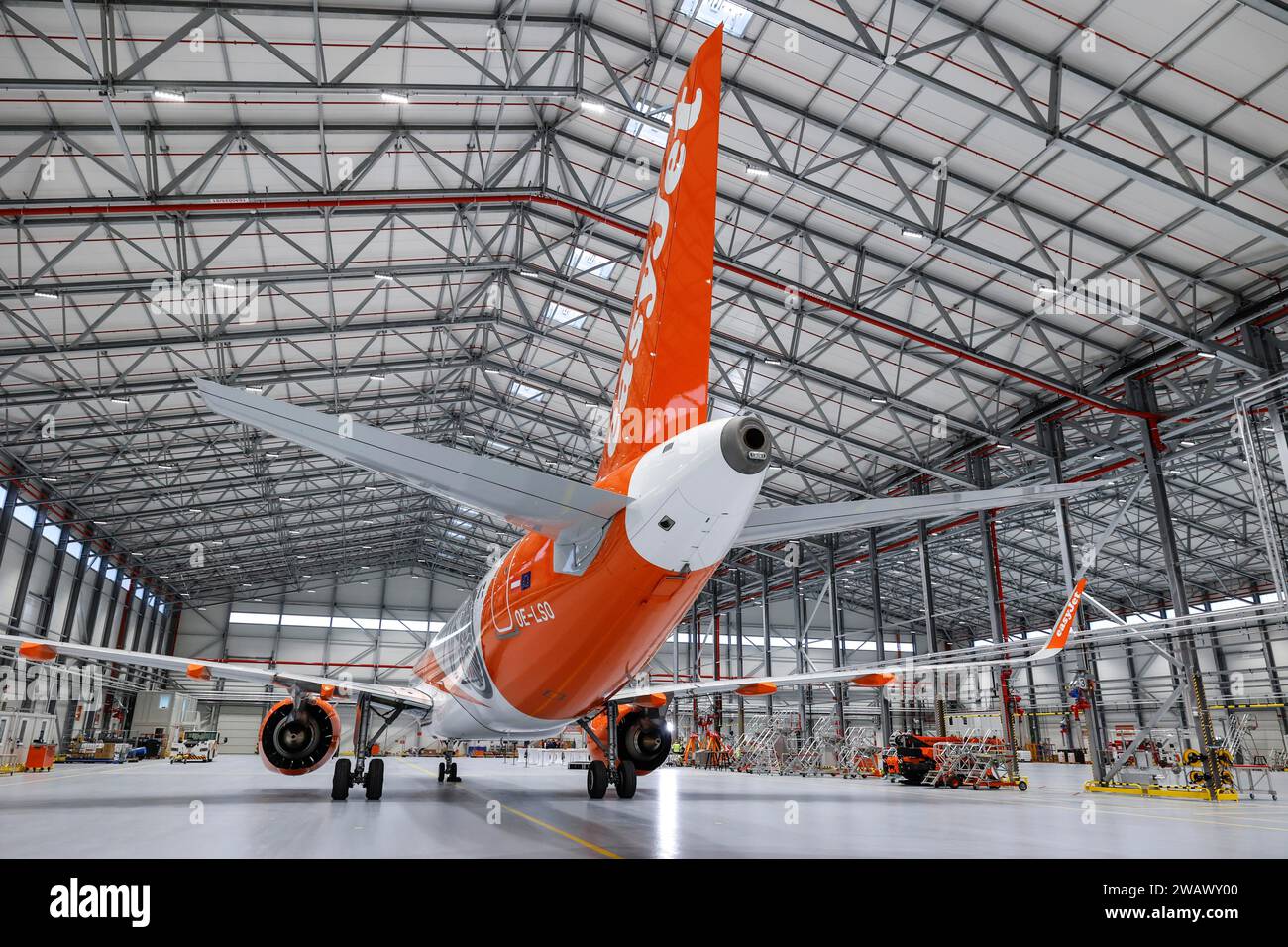 An easyJet Airbus A320 neo stands in the newly opened easyJet ...