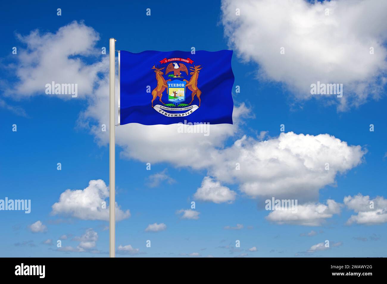 The flag of Michigan, state, USA, studio Stock Photo - Alamy