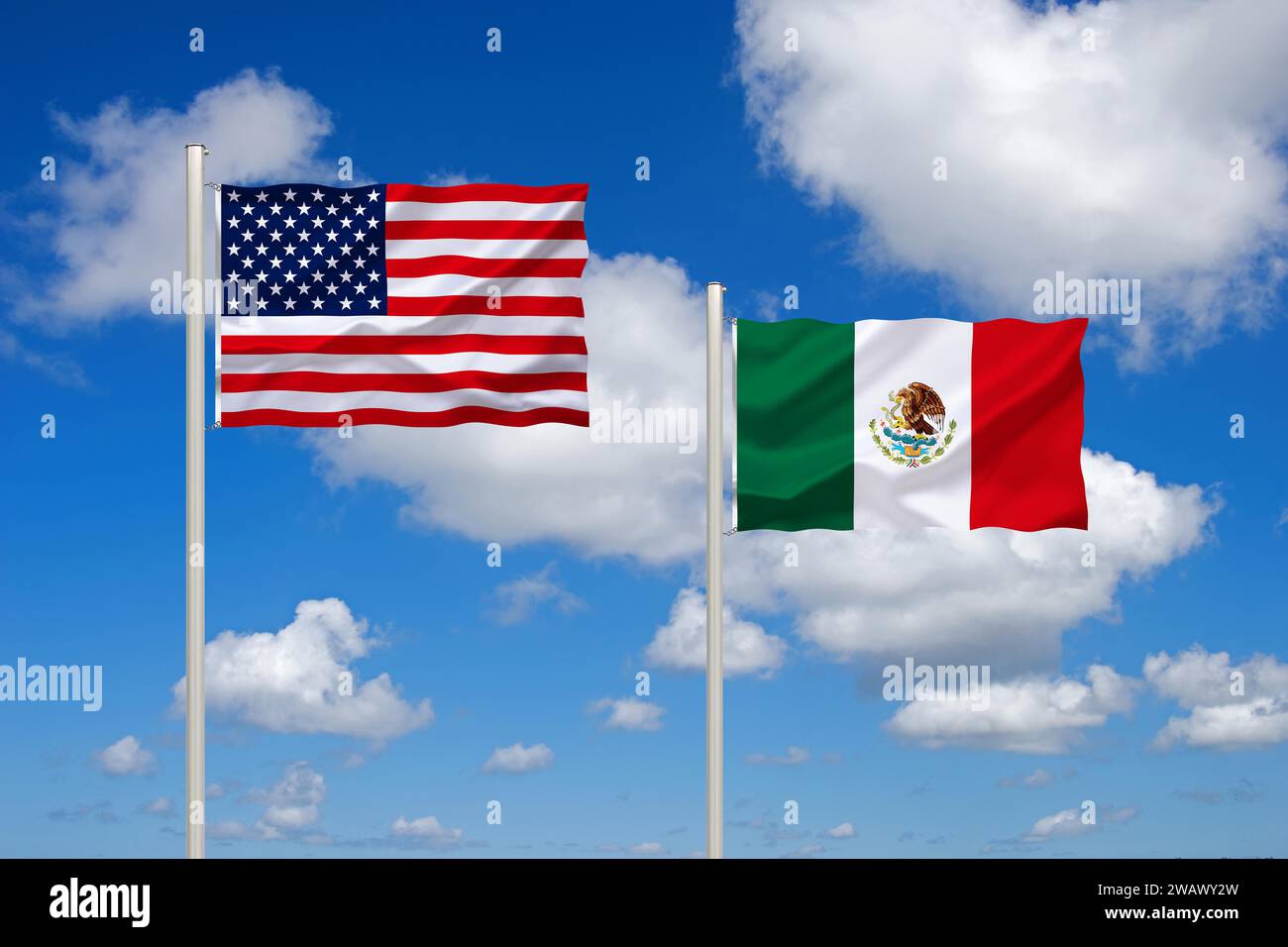 The flag of the USA and Mexico, Studio Stock Photo - Alamy