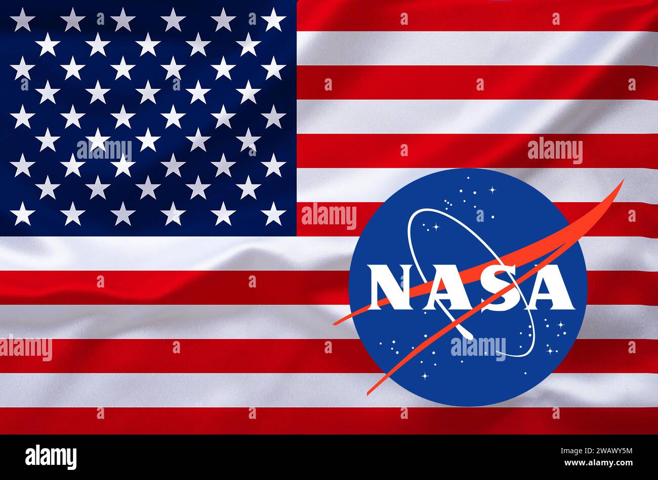 The flag of the USA with the Nasa coat of arms, Studio Stock Photo - Alamy