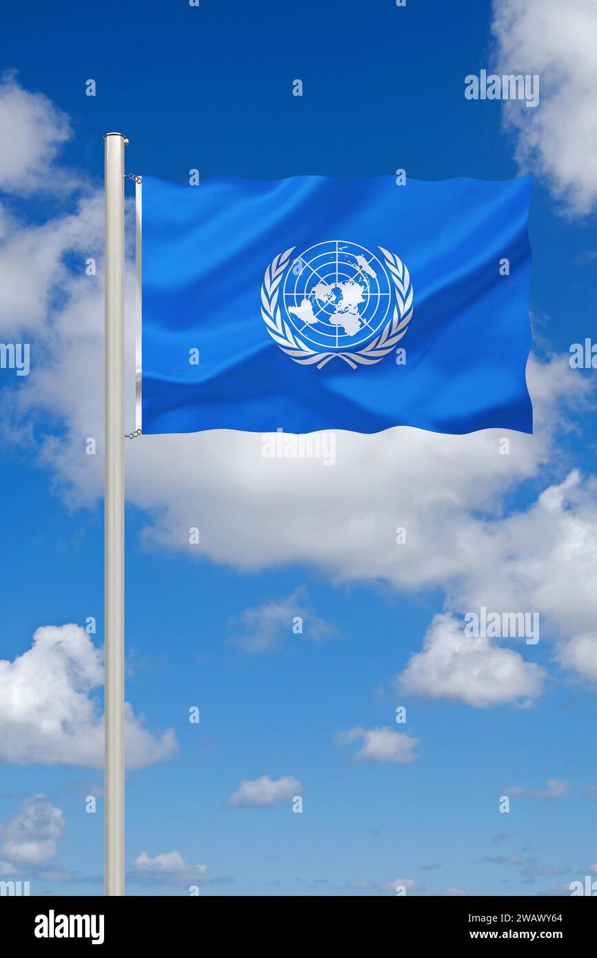 The flag of the United Nations, UNO, Studio Stock Photo - Alamy